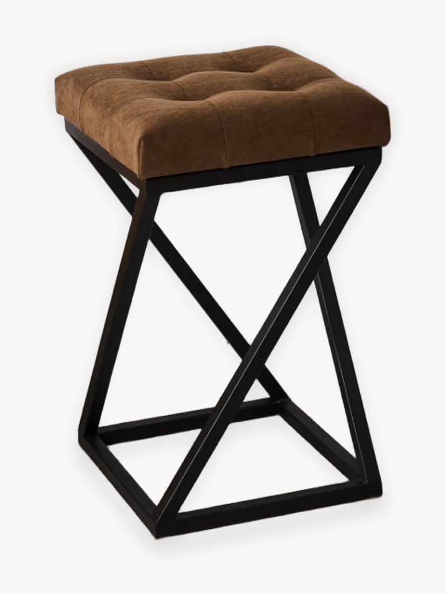Табурет для кухни мягкий, велюровая обивка, коричневый, Лофт(Грань)