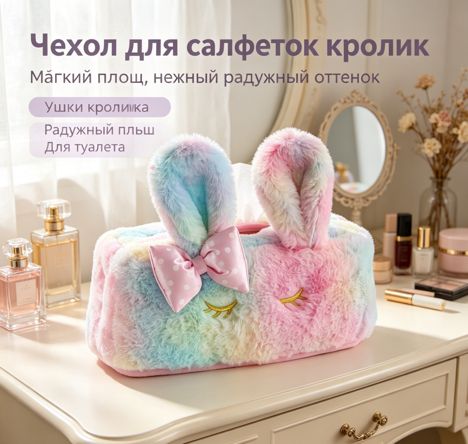 Милая плюшевая подставка для салфеток, мешочек для бумажных салфеток, украшение для спальни.