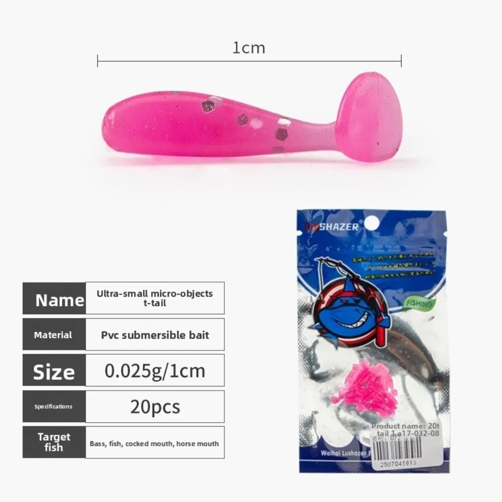 Розовый T-tail силиконовая приманка 20шт, Color C