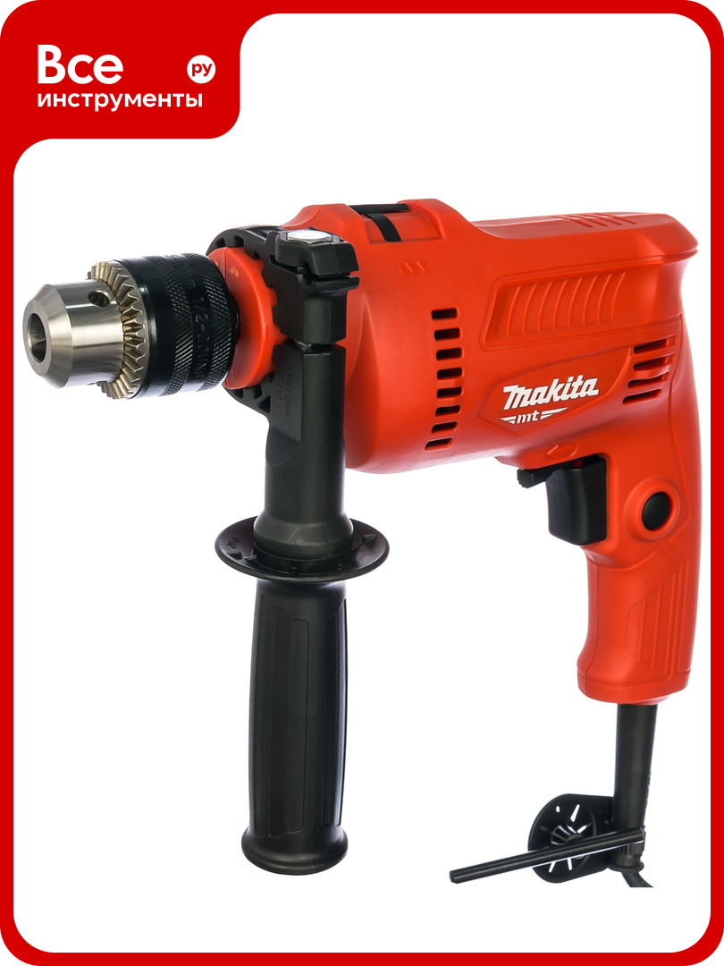 Ударная дрель Makita M0801, металл, с разными материалами: деревом