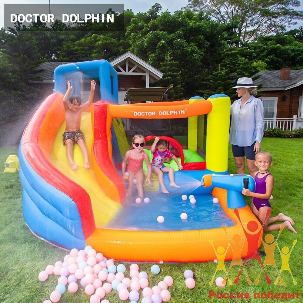 Детский аквапарк, надувной игровой центр, батут с горкой, со скалодромом, 310*280*210 см