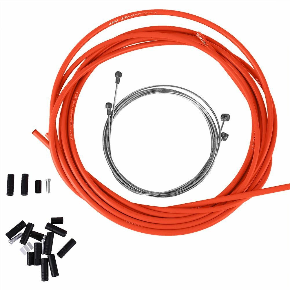 Комплект кожуха троса переключения передач для велосипедного тормоза, оранжевые тормозные трубки, велосипедные аксессуары, прочные гибкие запасные части