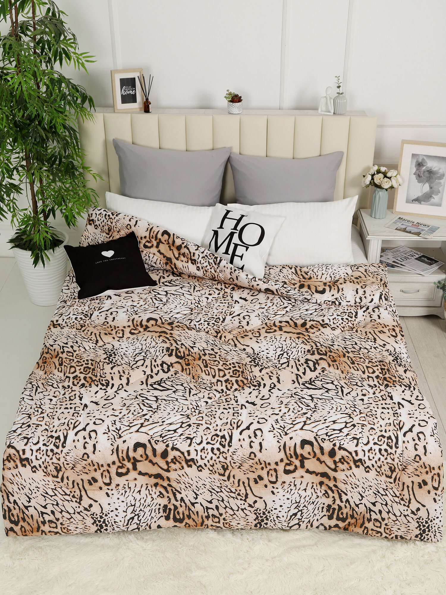 Одеяло Багира, 1.5 спальное, ватное, стеганое, бязь, бежевое