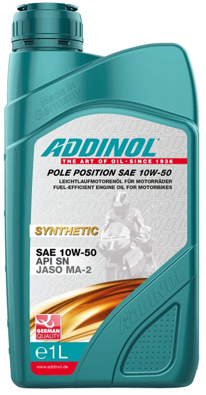Моторное масло 10W-50 ADDINOL 4Т Pole Position для мотоциклов 1 л.