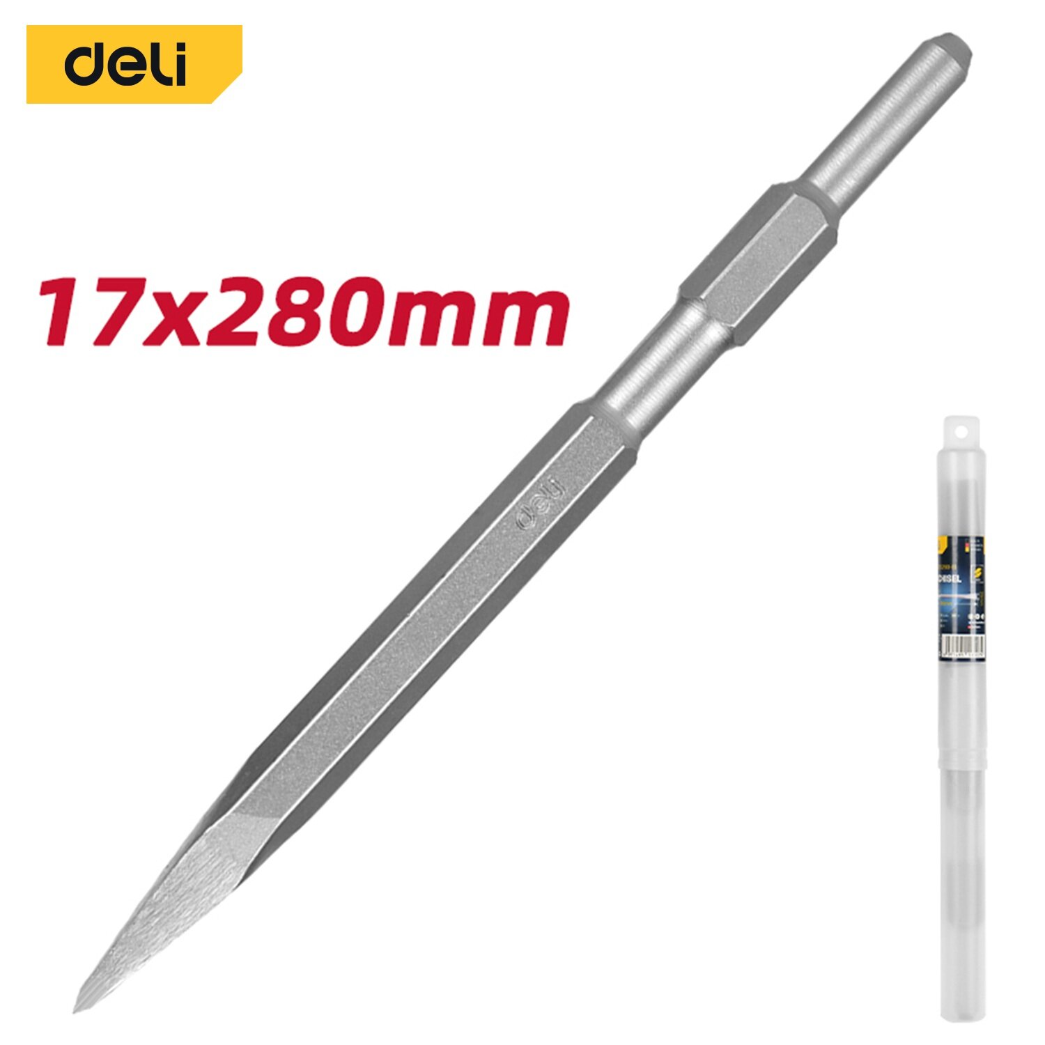 Долото-пика SDS-HEX17 Deli DH-HJZ017-E1 (17x280мм, сталь 40Cr)