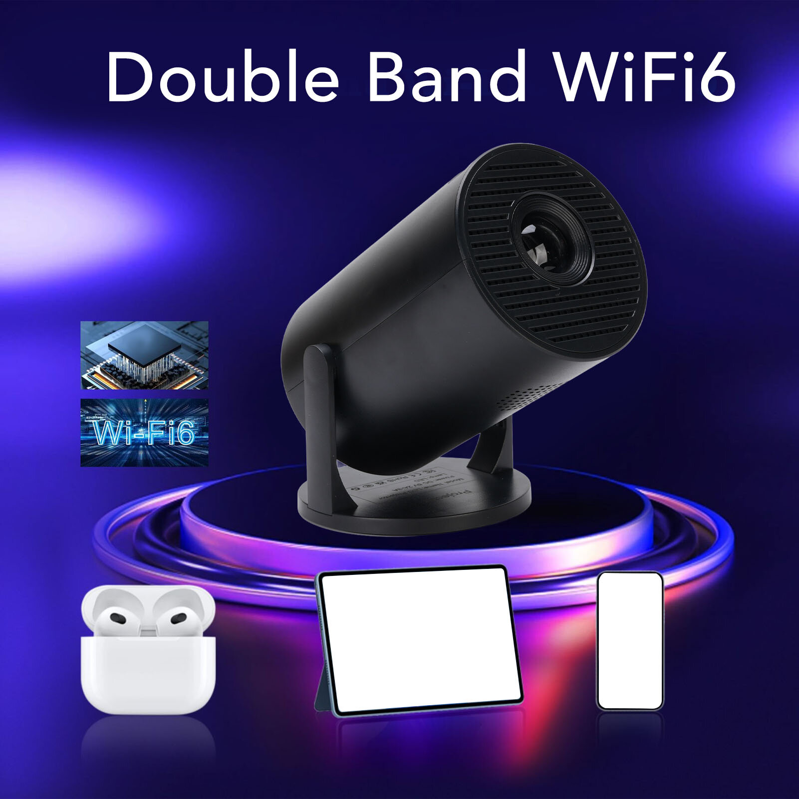 Проектор с Wi -Fi и Bluetooth 1080p HD Auto Keostone Proftive Projector с дистанционным управлением для домашнего кинотеатра.