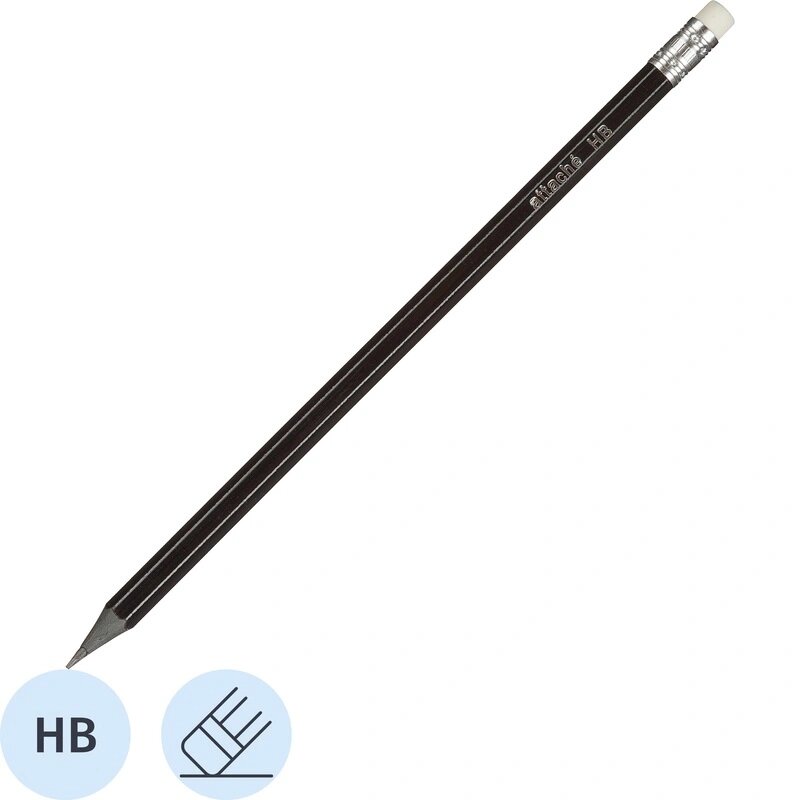 Карандаш чернографитный Attache Economy плаcтик, с ласт, HB, черн. корп,6шт/уп