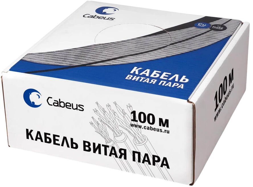 Бухта Cabeus 100м (UTP-2P-Cat.5e-SOLID-LSZH-GY-100)