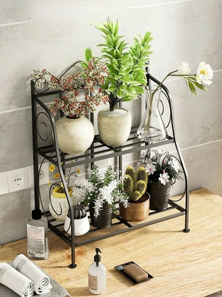 Складная кухонная стойка из кованого железа, 2 секц, Металл, 29.5х16х39 см