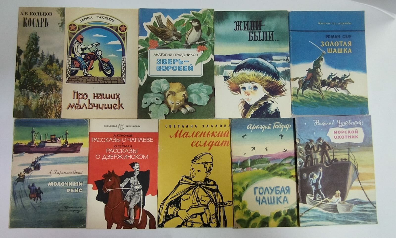 Произведения для детей: Сеф Золотая шашка, Харитановский Молочный рейс, Гайдар Голубая чашка и др. (комплект из 10 книг секонд-хенд)
