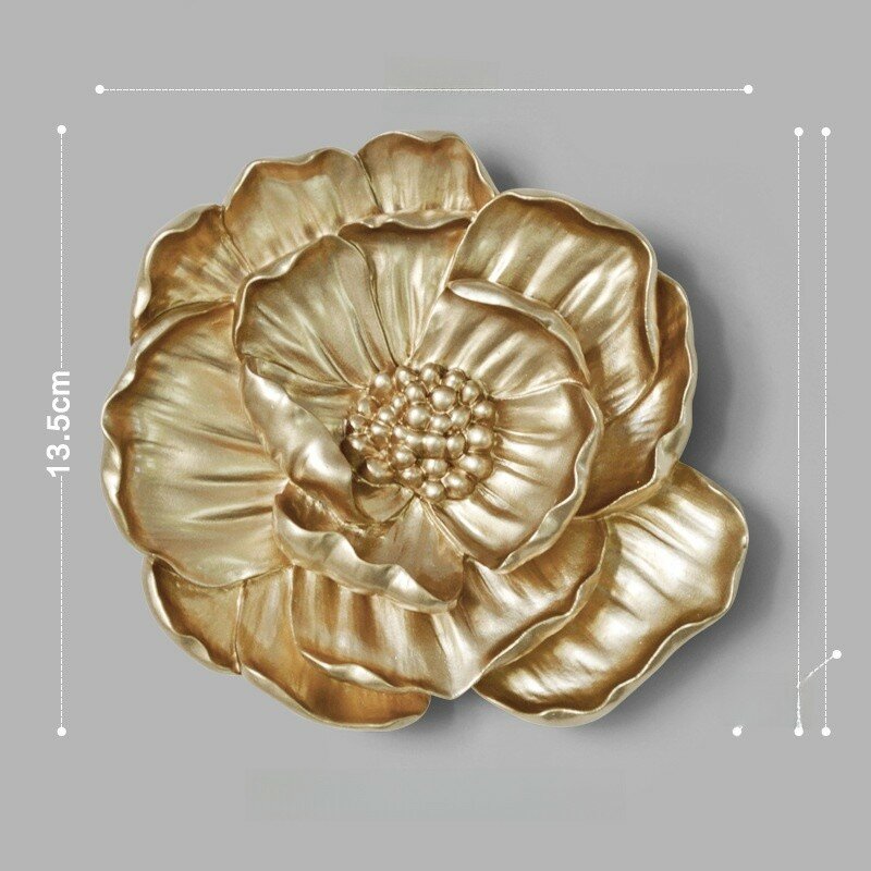 Артрезин декоративное настенное украшение пион для интерьера дома и уютного декора золото 16 см
