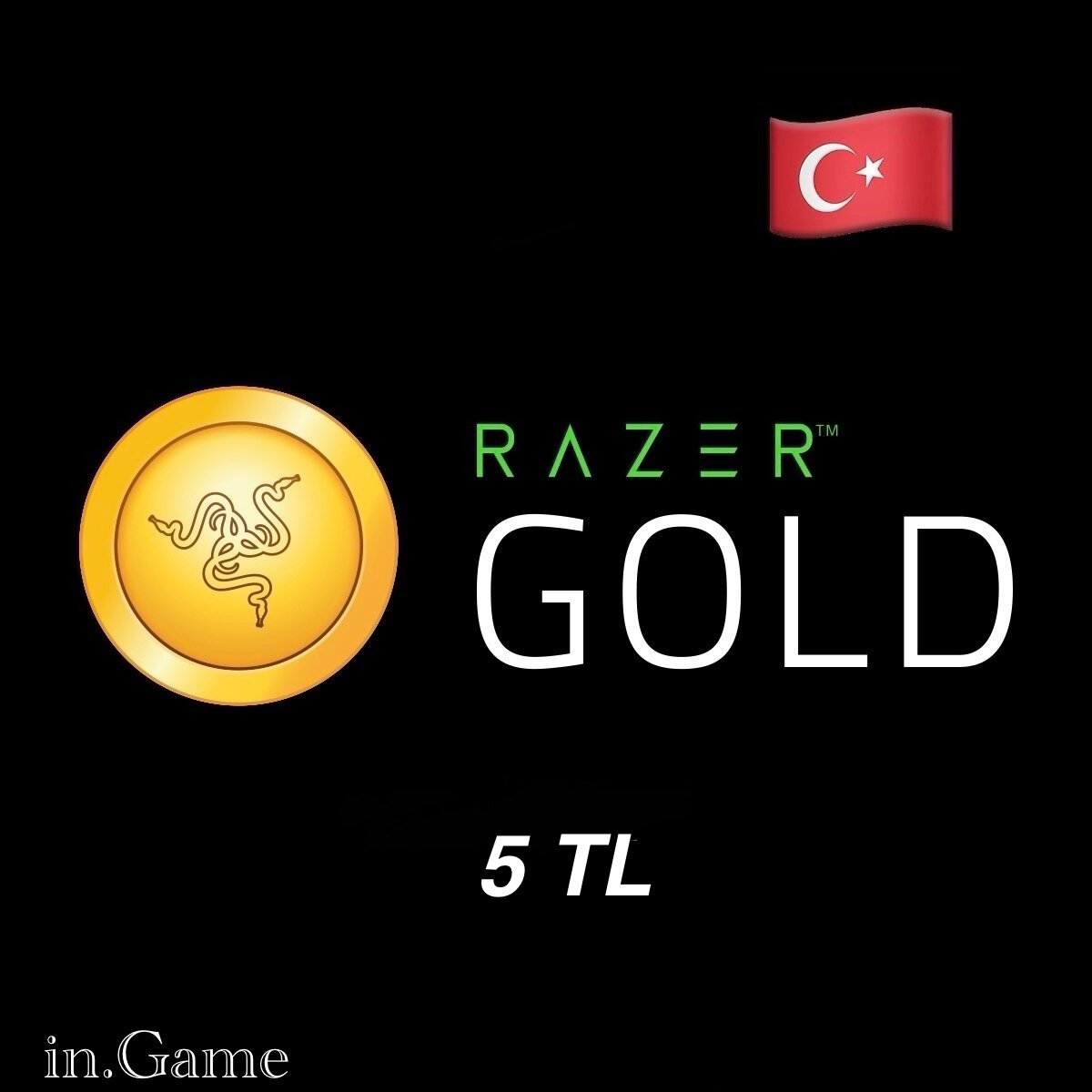 Код пополнения Razer Gold Card номиналом 5 TL, Gift Card 5TL, регион Турция