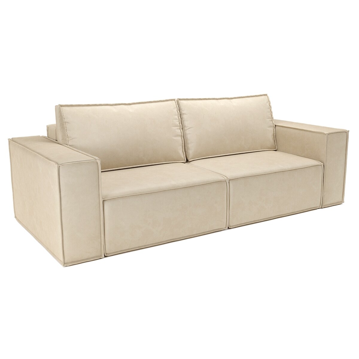 Диван/угол Сток Диванов Лофт-Евро Sand светло-бежевый, механизм еврокнижка, бархат антикоготь