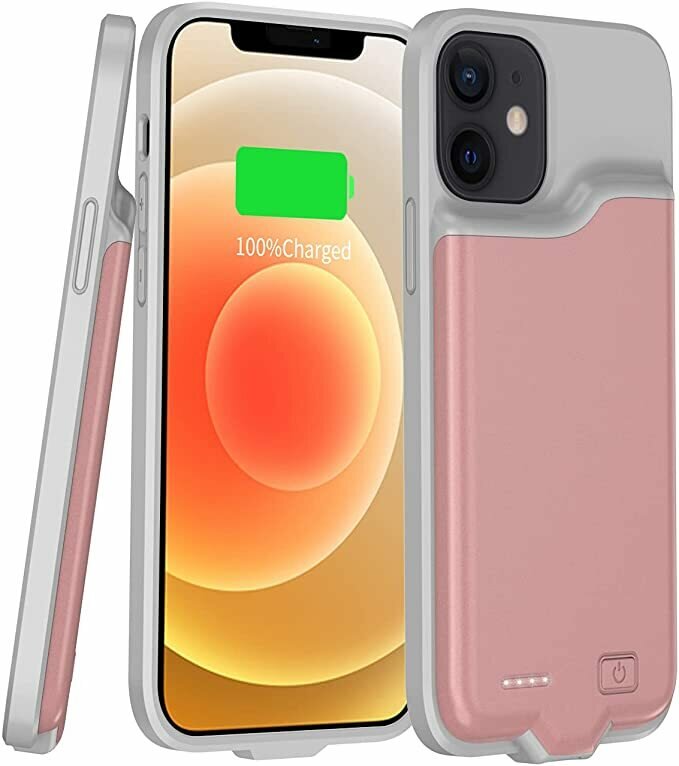 Для Apple iPhone 12 Mini , Чехол-аккумулятор Battery Case , розовый, 6000mAh