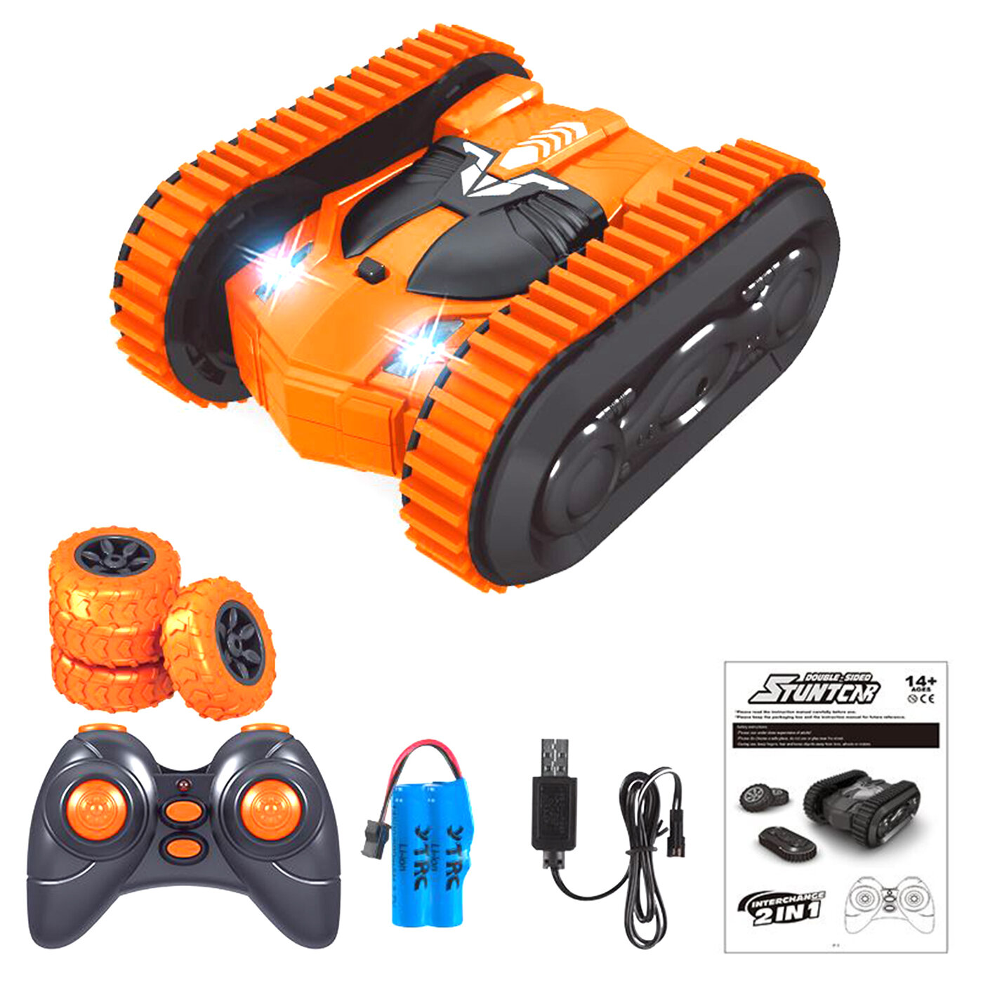 Двухсторонняя радиоуправляемая гусеничная машинка-каскадер