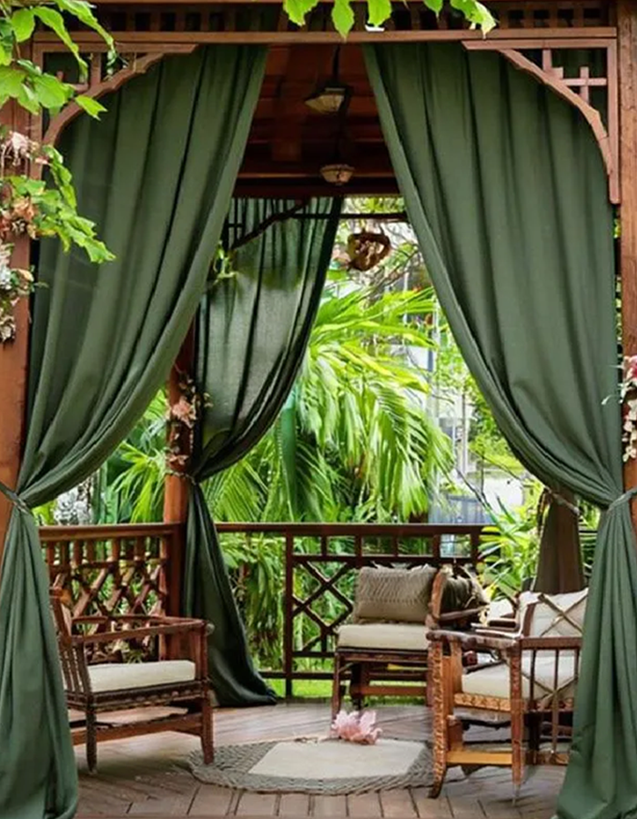 Штора уличная для беседок и террас 196х150 см, с подхватом, оксфорд, хаки