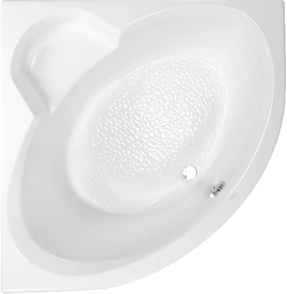 Акриловая ванна Vagnerplast Catalina mini 125x125, с каркасом, угловая, пристенная, белая, глянцевая, четверть круга, с сиденьем, антискользящее покрытие