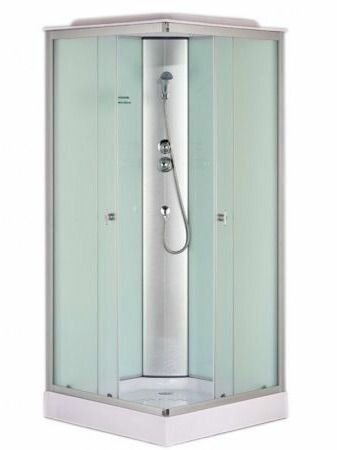 Душевая кабина Loranto CS-6491F 900х900х2150 белая, прозрачное стекло 4мм, поддон 13см, профиль сатин (CS-6491F(CS-8072), 90*90*215)