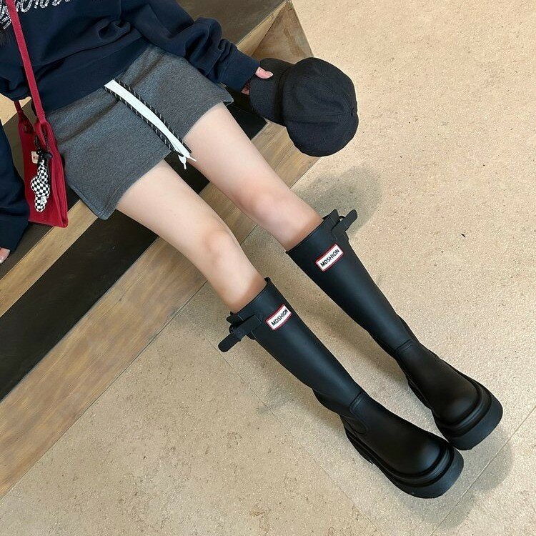 Высокие красные ботинки на толстой подошве, новинка осени 2025 года, высокие сапоги для кемпинга и путешествий, рыцарские сапоги