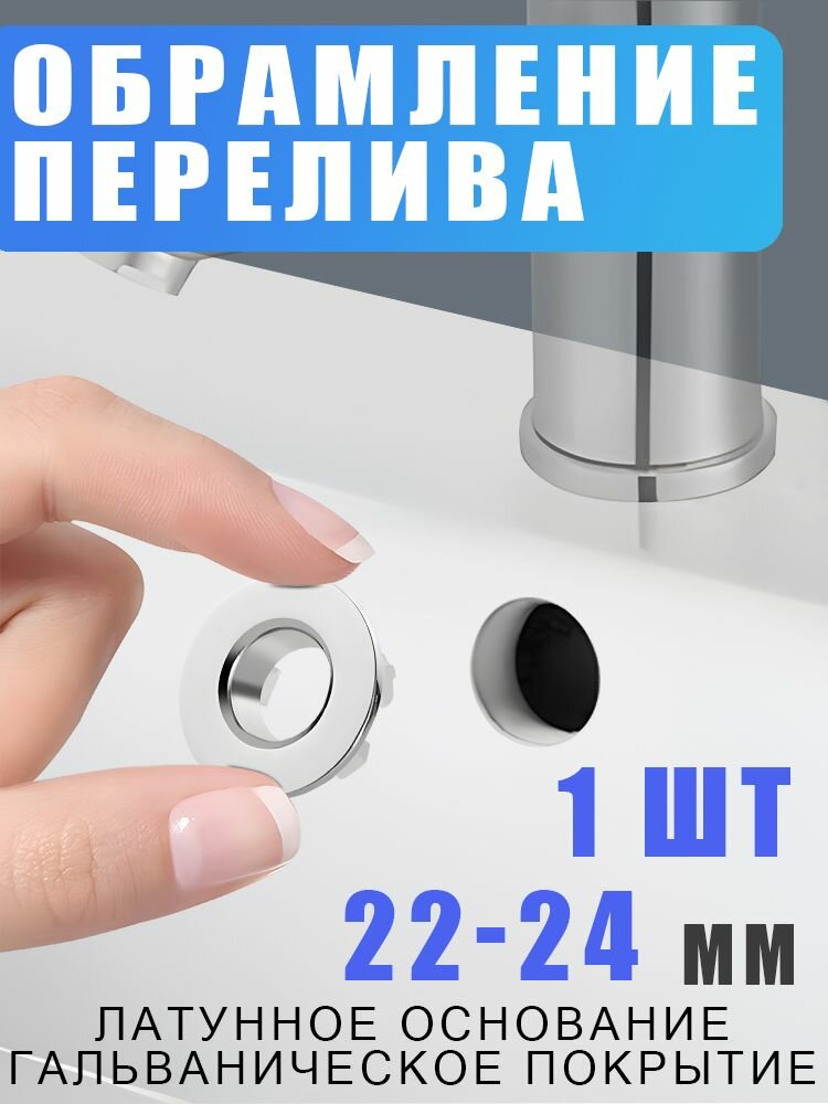 Декоративная рамка для перелива раковины, хромированная заглушка для ванны и кухни, универсальное кольцо-заглушка с блестящей поверхностью, простая установка без инструментов