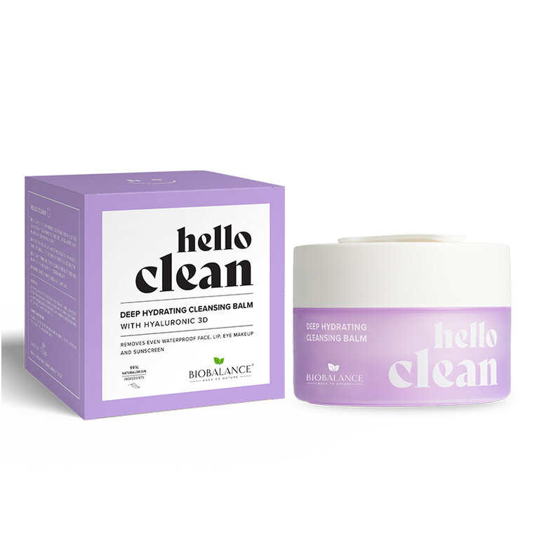 BIOBALANCE HELLO CLEAN DEEP HYDRATING CLEANSING BALM WITH HYALURONIC ACID 3D Бальзам для умывания лица для глубокого увлажнения 100 мл