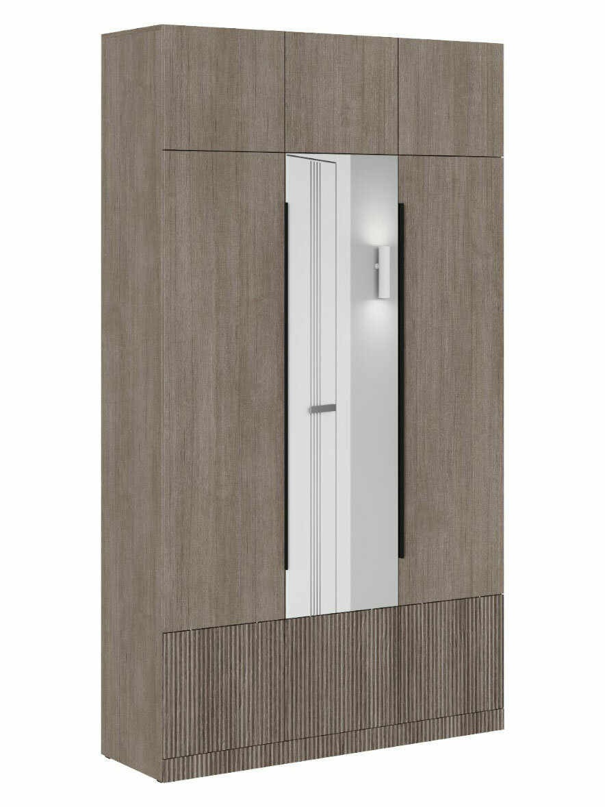 Распашной шкаф Кантри трехдверный, с нажимным механизмом, с зеркалом, 135х45.5х240 см, Тира / Кадена Вуд