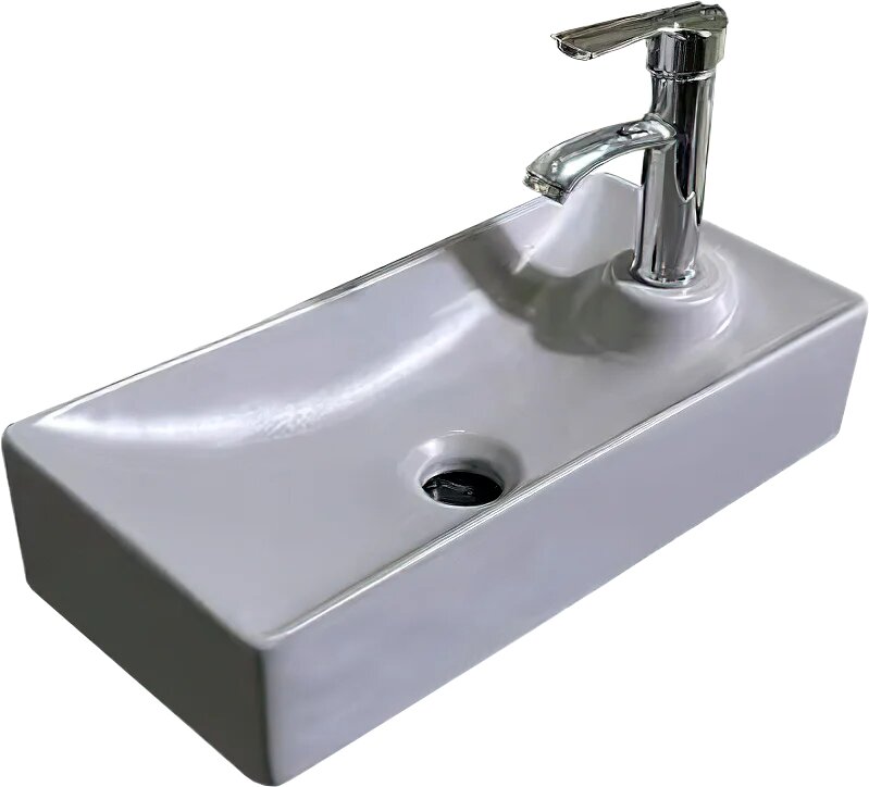 Раковина маленькая в туалет SantiLine SL-2009LMG 44 мини, подвесная, прямоугольная, фаянсовая, серая, 43, 5 см