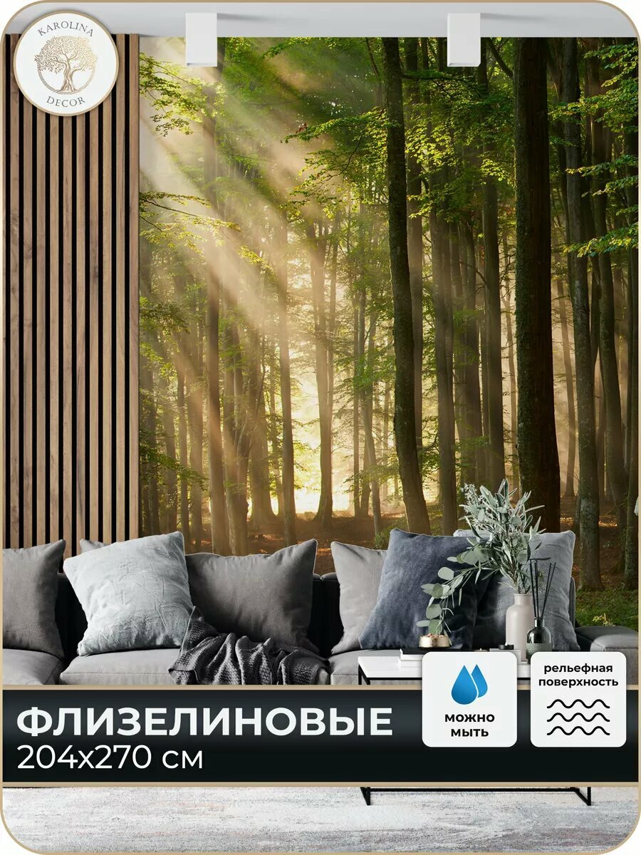 Фотообои Солнечный Лес для зала на кухню в спальню 200х270