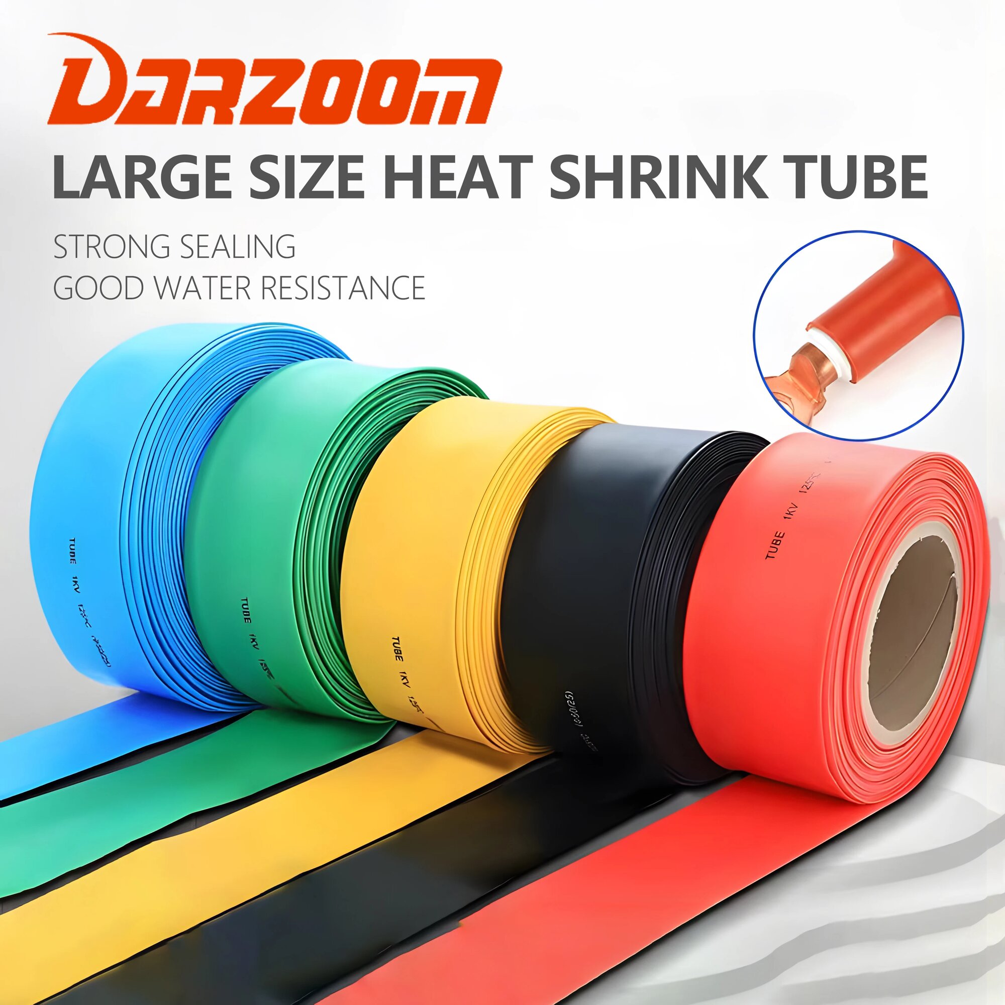 Термоусадочная трубка PE черная 1 м 12/14/16/18/20/25/30/35/40/45/50/60/70/80 мм 12mm, Green, 5 M