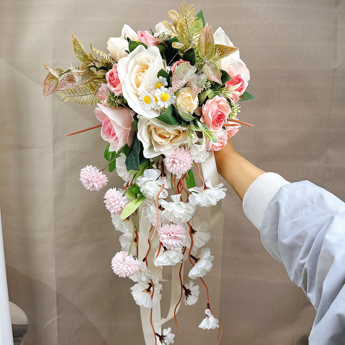 Букет невесты, 50 см*22 см, подходит для свадеб, украшения дома, реквизита для фотосъемки