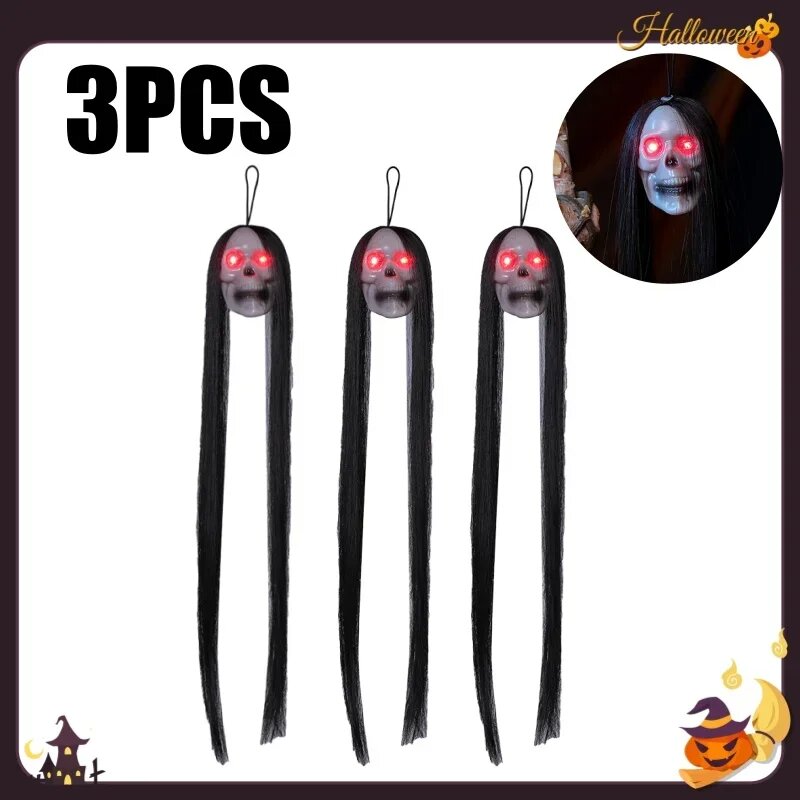 Светящиеся скелеты с красными глазами, LED подсветка, для Хэллоуина 3PCS