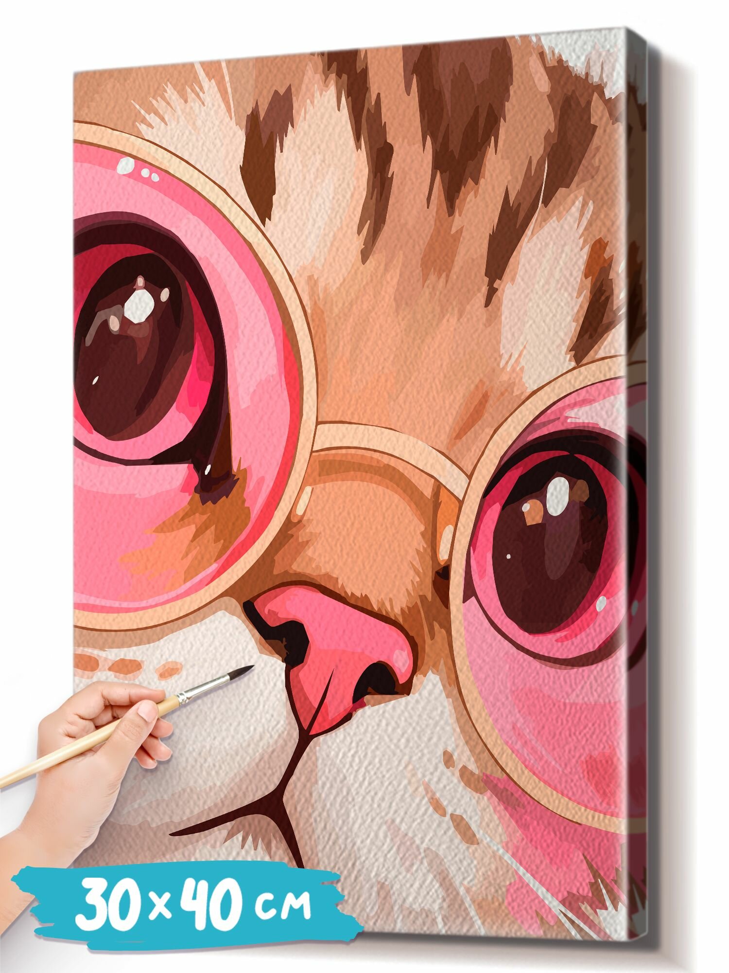 Картина по номерам кот в розовых очках