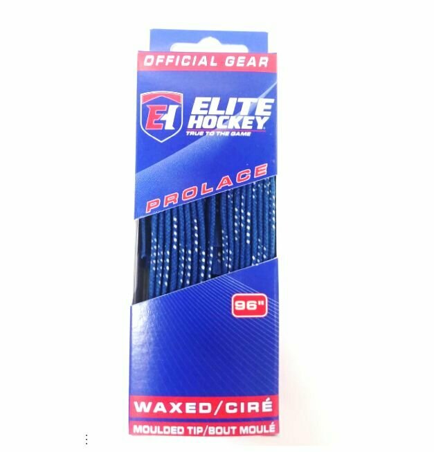Шнурки для коньков хоккейных Elite Hockey Pro 96" (243см) с пропиткой, сине-белые
