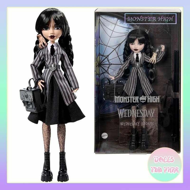 Коллекционная кукла Monster High Уэнсдэй Wednesday Netflix Wednesday Addams doll в форме Nevermore Academy