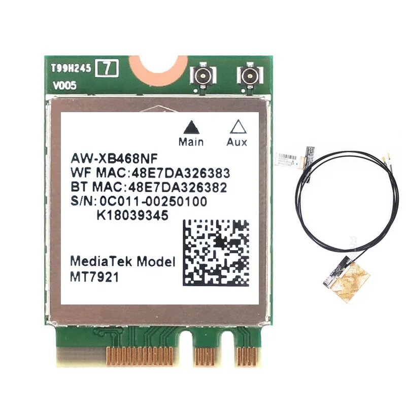 Б/у сетевая карта WTXUP MT7921 Wi-Fi 6 Bluetooth 5.2 Windows 10/11