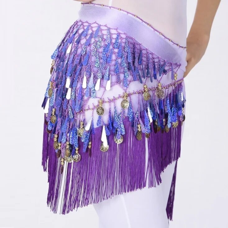 Женский этнический шарф-набедренник IDEASKY для танца живота Фиолетовый, Purple
