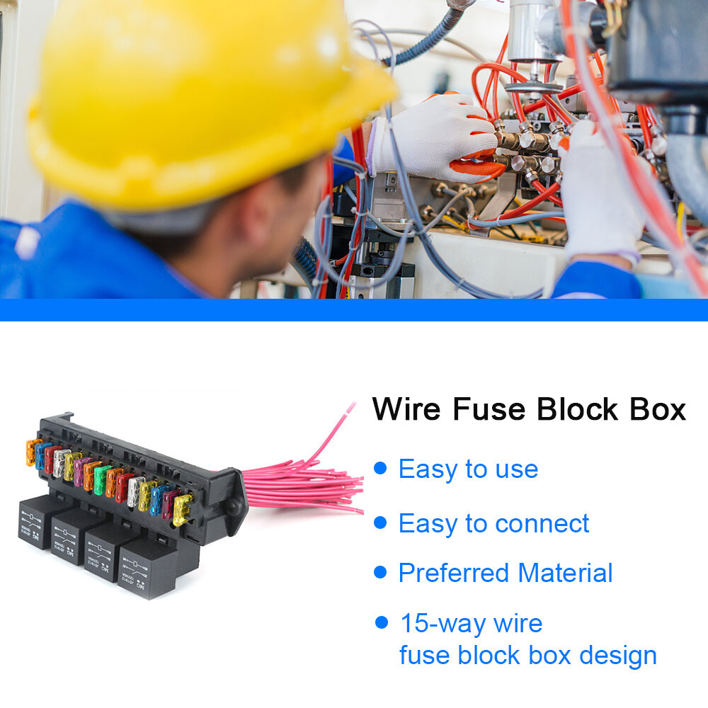 12 В автомобильный предохранитель, 15-контактный проводной блок предохранителей, многоконтурный блок управления, держатель предохранителя с реле