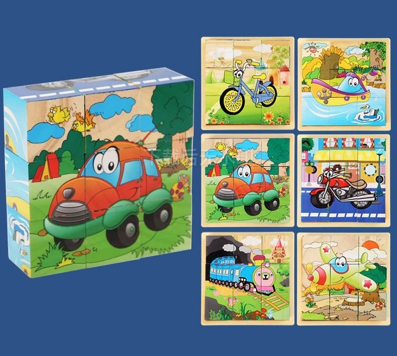 Девять зерен, шестигранный пазл-раскраска, деревянная игрушка-перевертыш, с деревянным блюдом, автомобиль