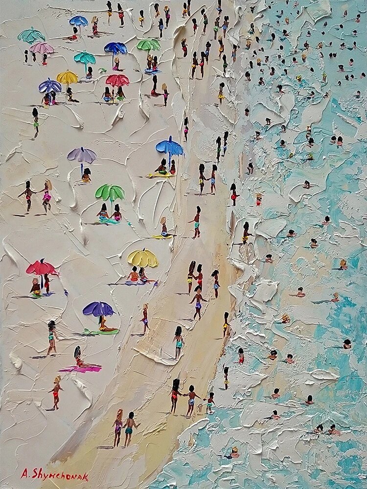 Скандинавский пляжный морской пейзаж картина на холсте, 60x90cm No Frame, Белый