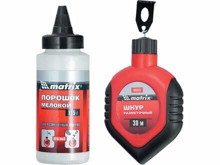 Шнур разметочный в пластмассовом обрезиненном корпусе + порошок красный// MATRIX