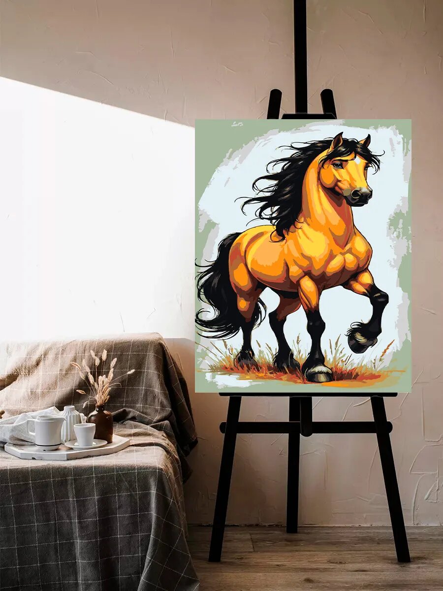 Картина по номерам Мультяшная Лошадь Животное