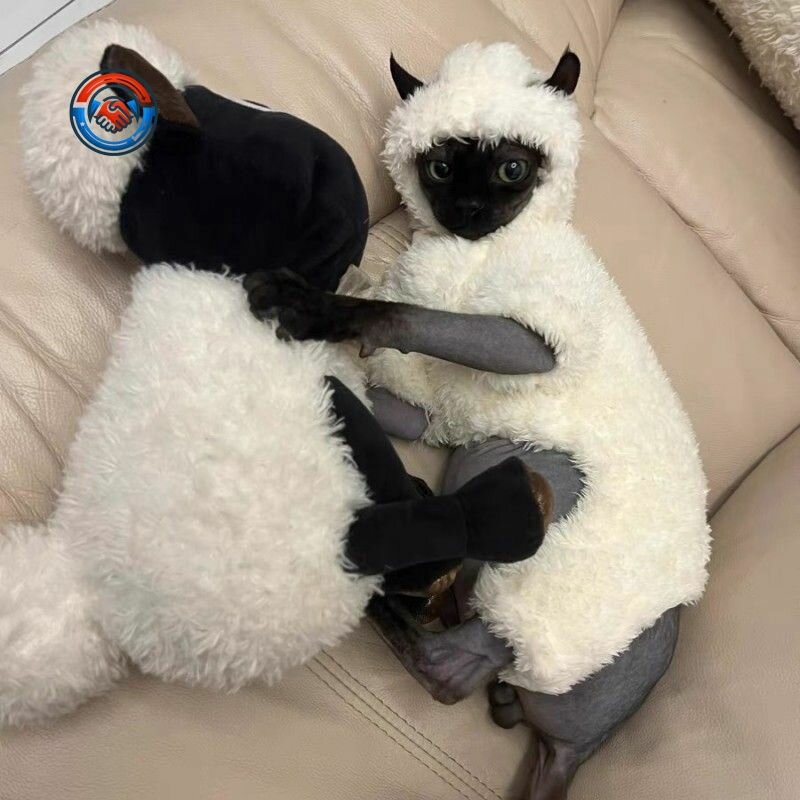 Рождественский костюм овечки для собак и кошек с капюшоном, тёплый флисовый наряд на Хэллоуин и праздники, удобная одежда для йорков, чихуахуа и мелких пород