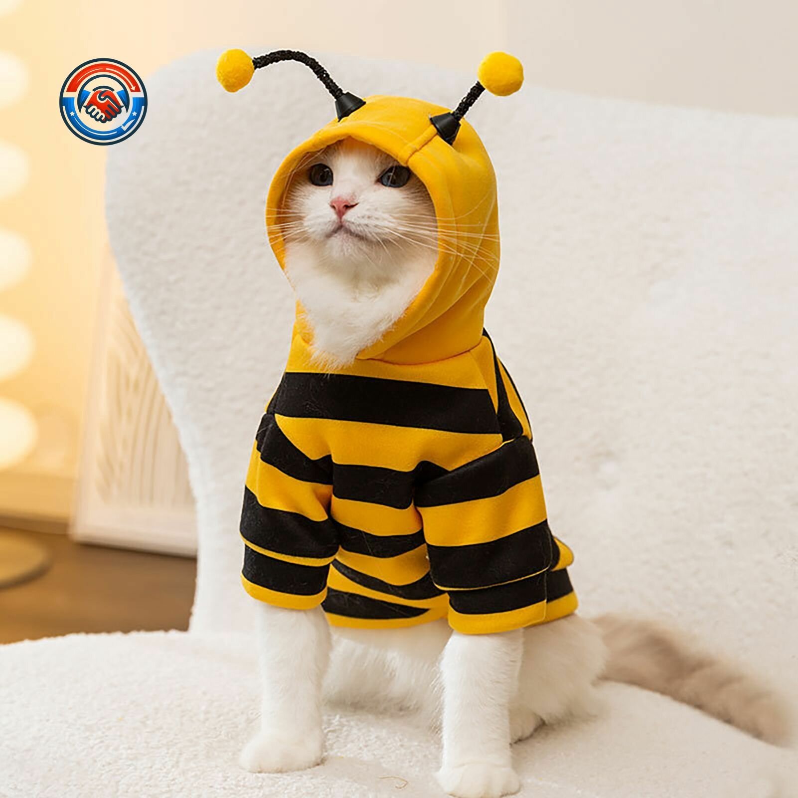 Костюм пчелы для собаки и кошки, тёплый флисовый свитер для питомца на Хэллоуин и праздники, милый наряд с щупальцами для маленьких собак