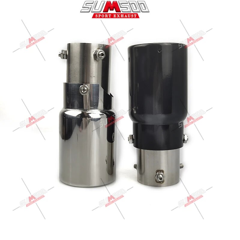 SUMSOO 38-54 мм впускной отверстие, регулируемый на заводе, регулируемый угол наклона из нержавеющей стали, автомобильный выхлопной наконечник, глушитель, хвостовая горловина, silver