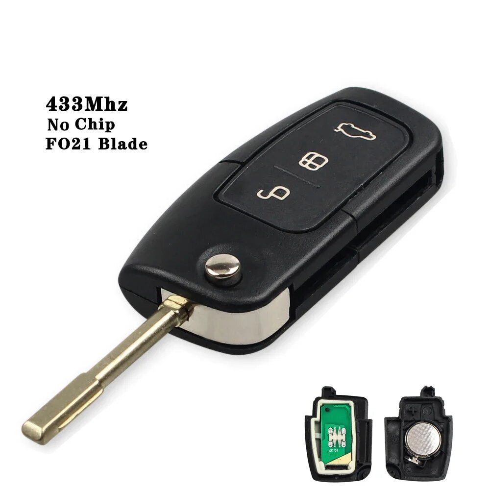 Ключ KEYYOU с 3 кнопками, 433 МГц, чип 4D60, дистанционный ключ для автомобиля Ford Fusion Focus Mondeo Fiesta Galaxy, автомобильный FO21 Blade, автоматический откидной ключ, No Chip