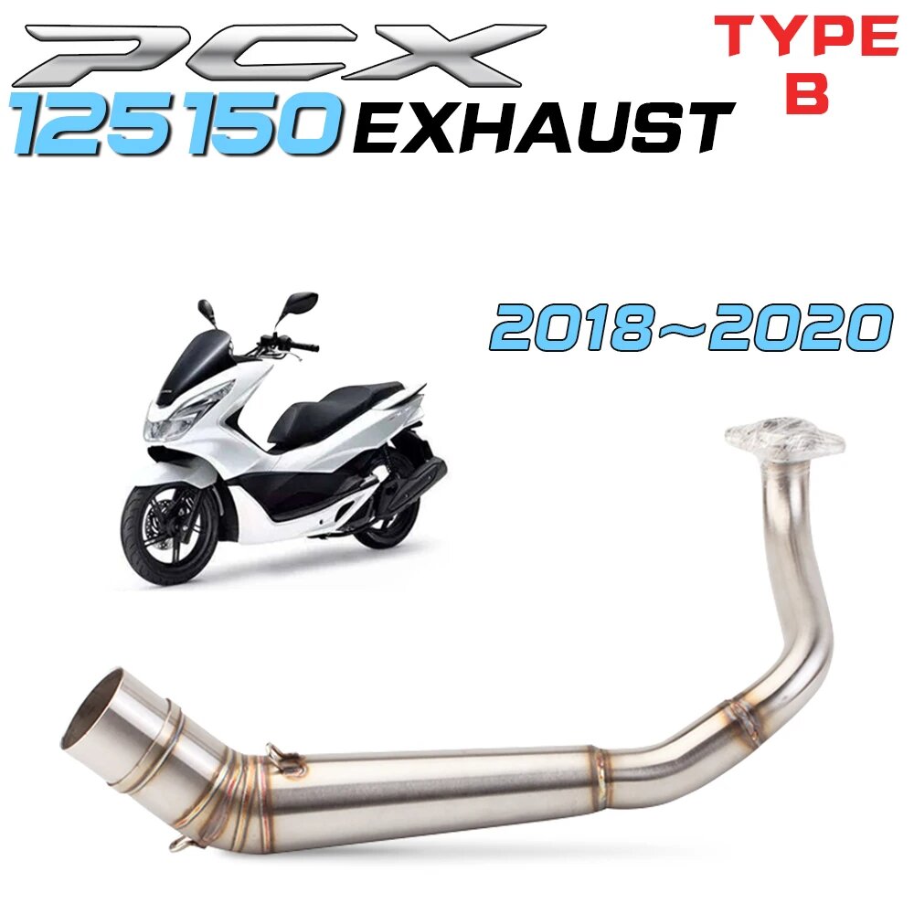 PCX 125 150, глушитель для мотоцикла, скутера, полная система, средняя труба, без шнуровки, подходит для PCX 125 PCX 150, выхлоп 17-2022, TYPE-B 2018-2020