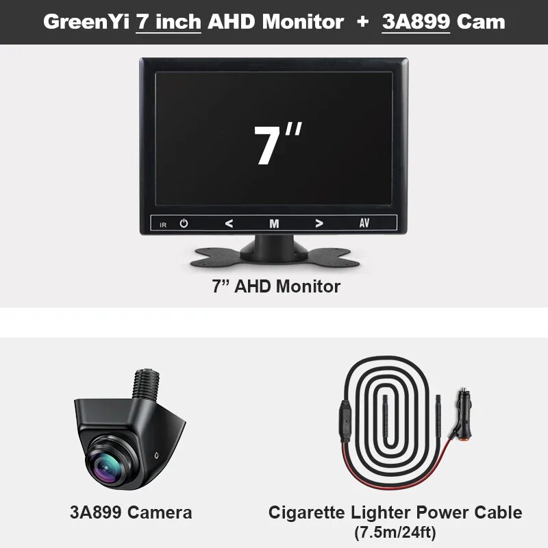4,3/5/7-дюймовый AHD IPS-монитор 1080P ночного видения Автомобильная камера заднего вида 170 ° Водонепроницаемый монитор ночного видения камеры заднего вида, 7inch and 3A899