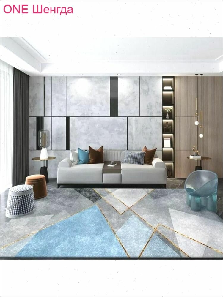 Голубой ковер "Эверест" 2x3 метра, премиум, для гостиной