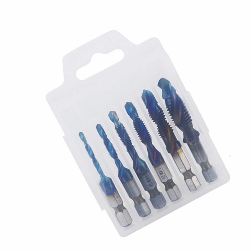 Набор инструментов, 6 шт./коробка, пластиковая коробка из композитной ленты "три в одном" с шестигранной ручкой, короткий фасон-синий