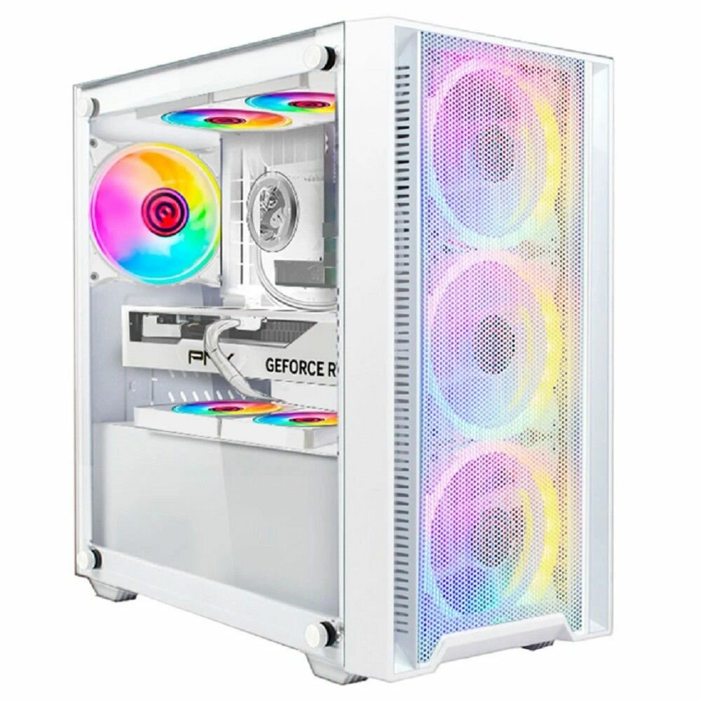 Ginzzu корпус CL640 mATX FAN 4 12FRGB передняя панель Сетка Белый
